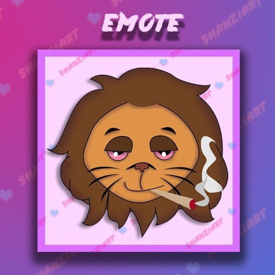Stoned Lion | Emote | Twitch | Discord | Digital Sticker | Stoner ...