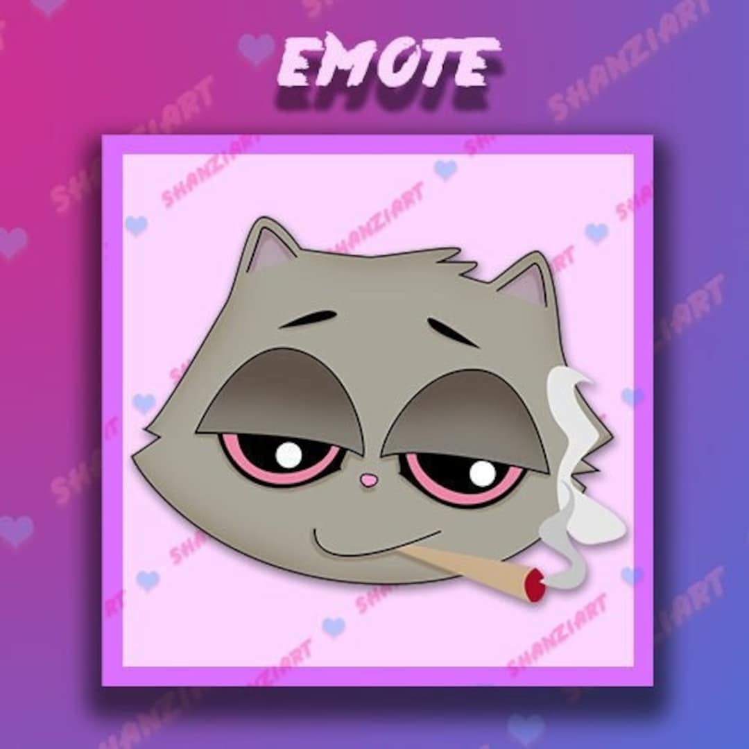 Stoned Cat | Emote | Twitch | Discord | Smoking | Joint - Etsy