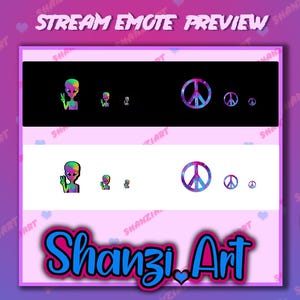 Alien and Peace Emotes Twitch Digital Sticker Stream Discord - Etsy