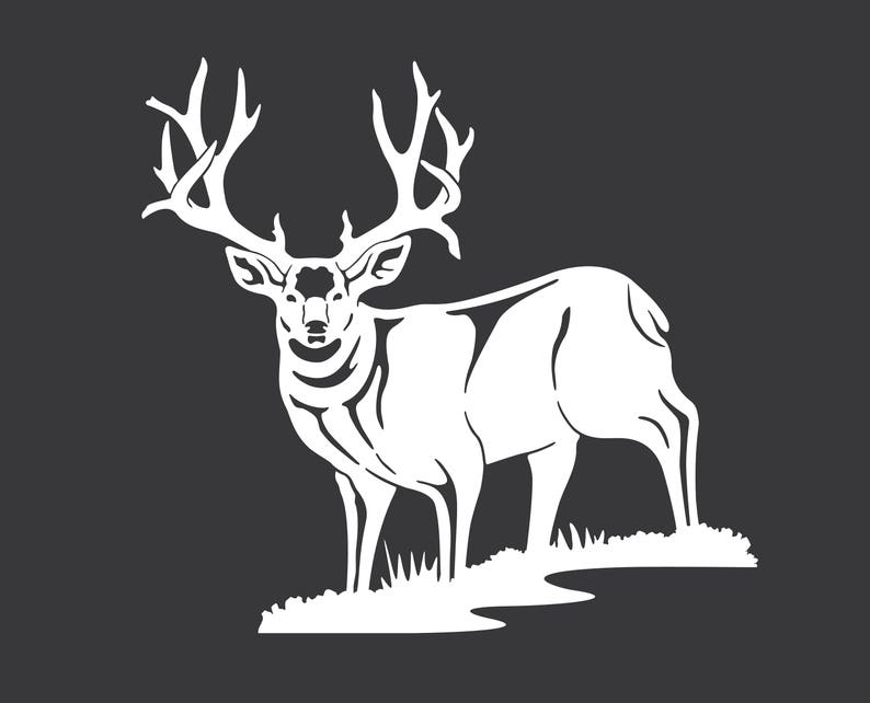 Mule Deer Vinyl Decal 8.5in. X 8in. silver, White, Tan - Etsy
