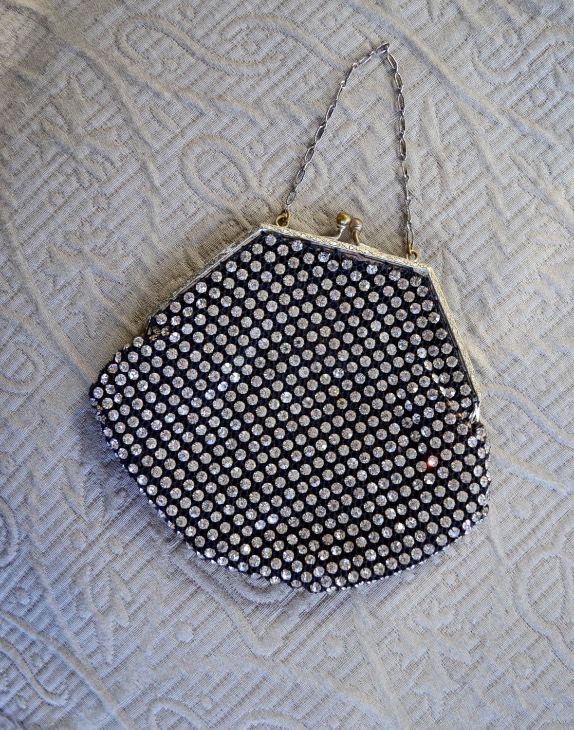 1920s Evening Purse ~rhinestone Embellished Evening Purse~ Double Frame ...