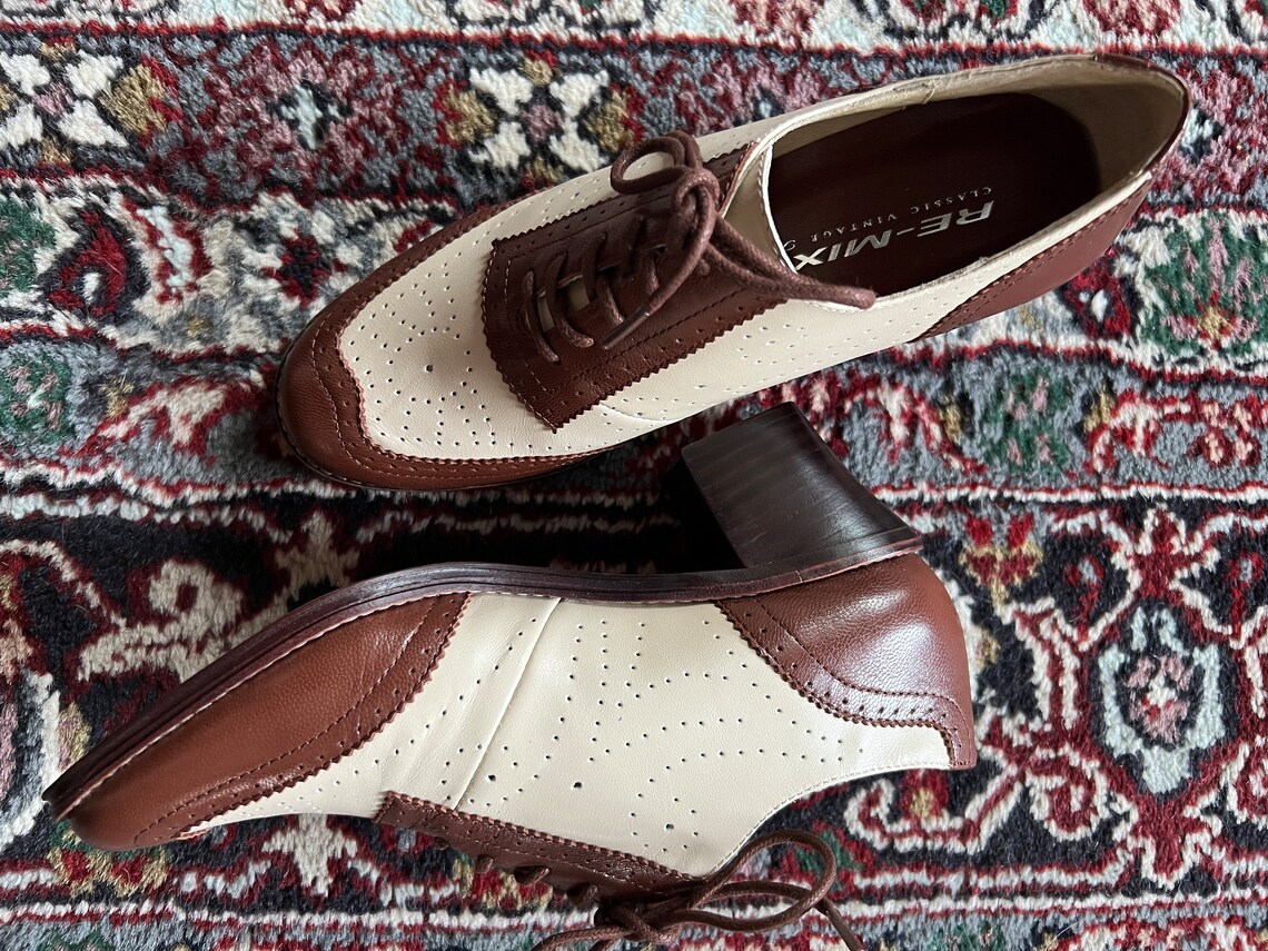 Retro Repro 1940s-style Brown and Cream Spectator Oxfords Size 6M - Etsy
