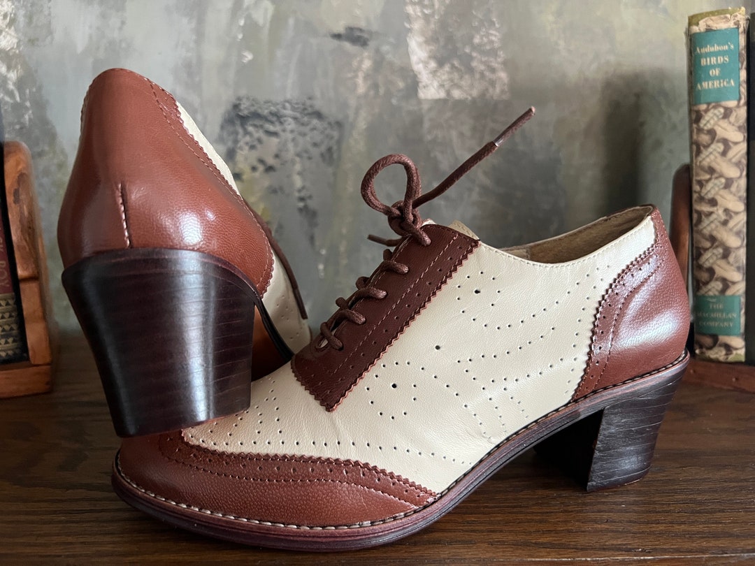 Retro Repro 1940s-style Brown and Cream Spectator Oxfords Size 6M - Etsy