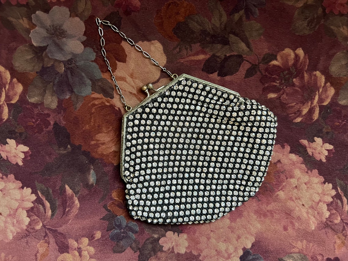 1920s Evening Purse ~rhinestone Embellished Evening Purse~ Double Frame ...