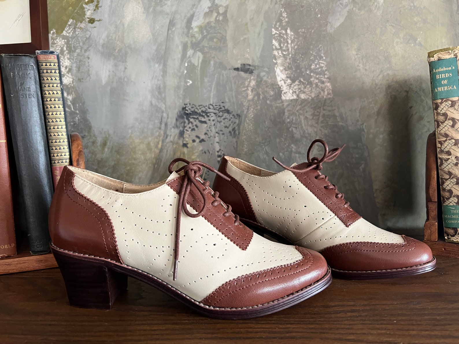 Retro Repro 1940s-style Brown and Cream Spectator Oxfords Size 6M - Etsy