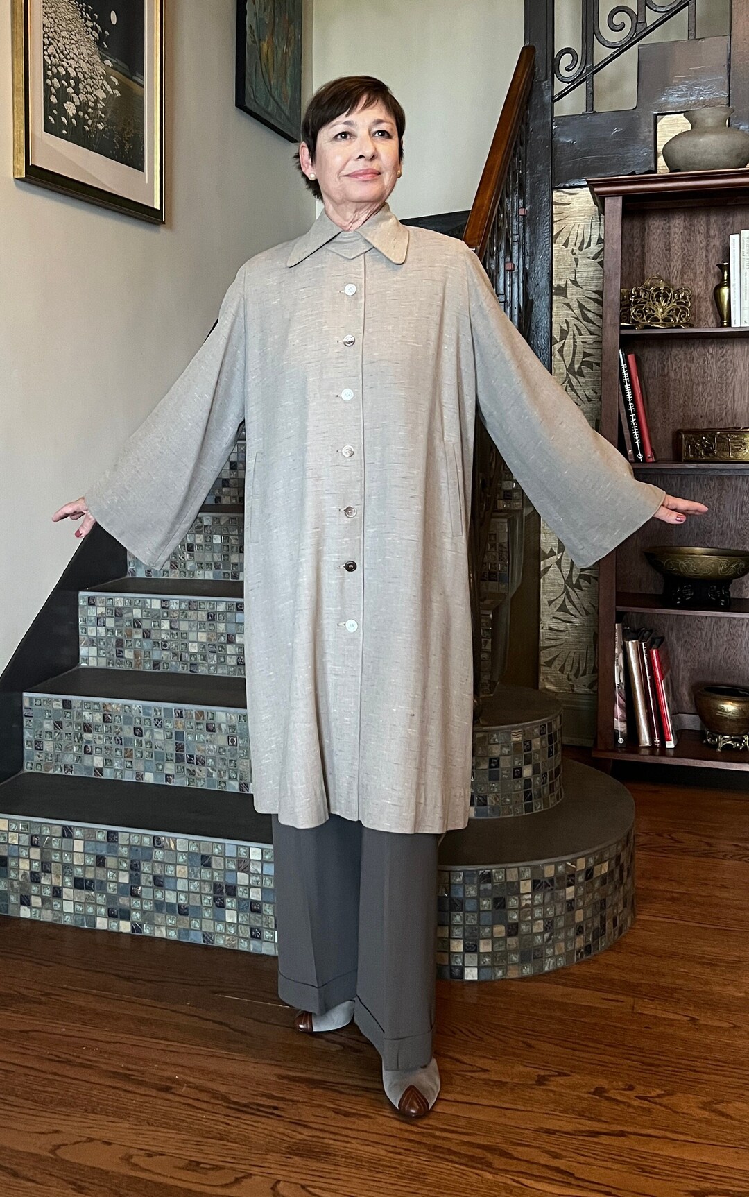 1950s Vintage Wool Gabardine/silk Lightweight Swing Coat in Taupe ...