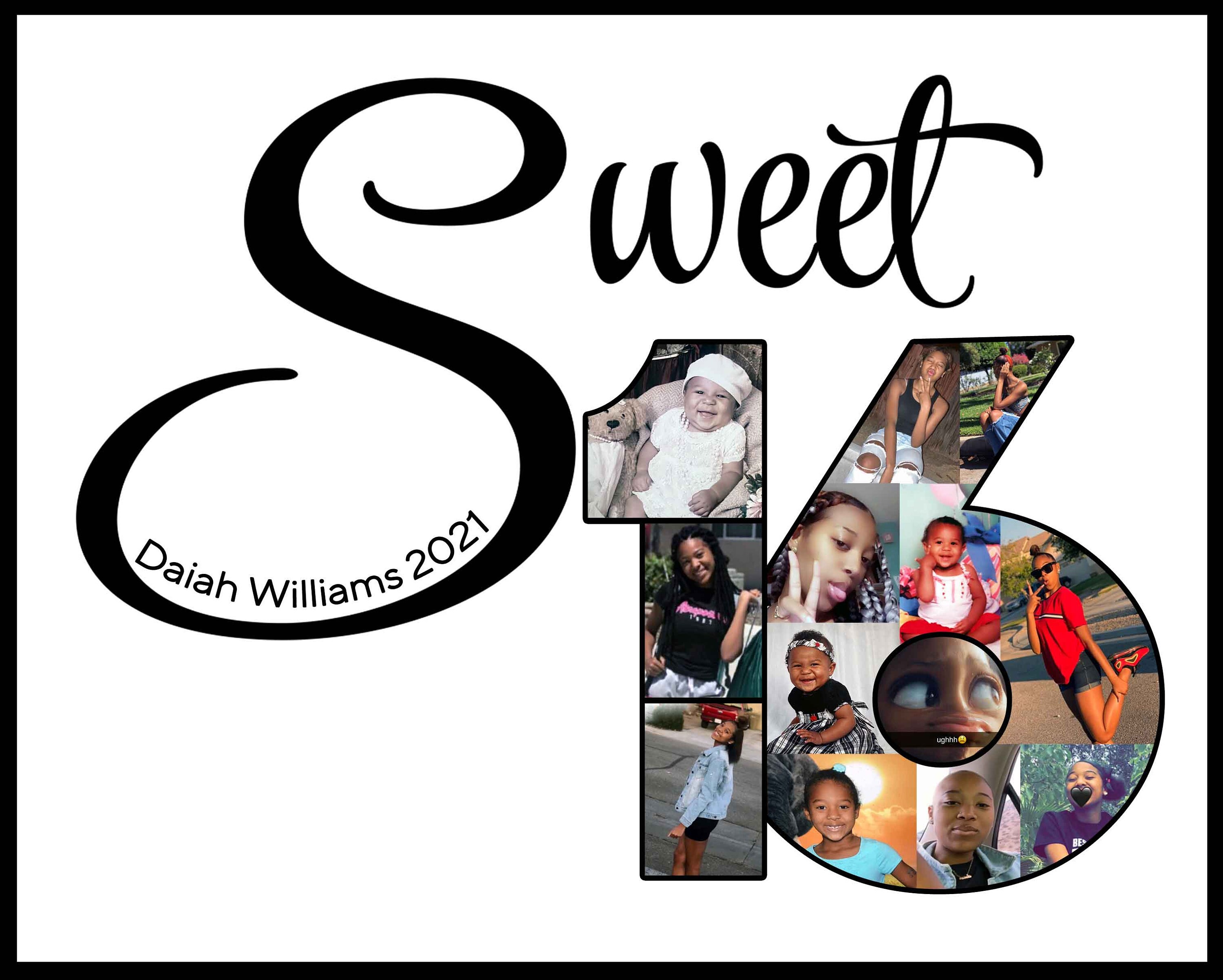 Sweet 16 Birthday Photo Collage, Birthday Personalized Gifts, Pictures ...