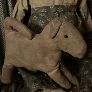 Rag Stuffed Doll With Her Dog/drawn Face - Etsy