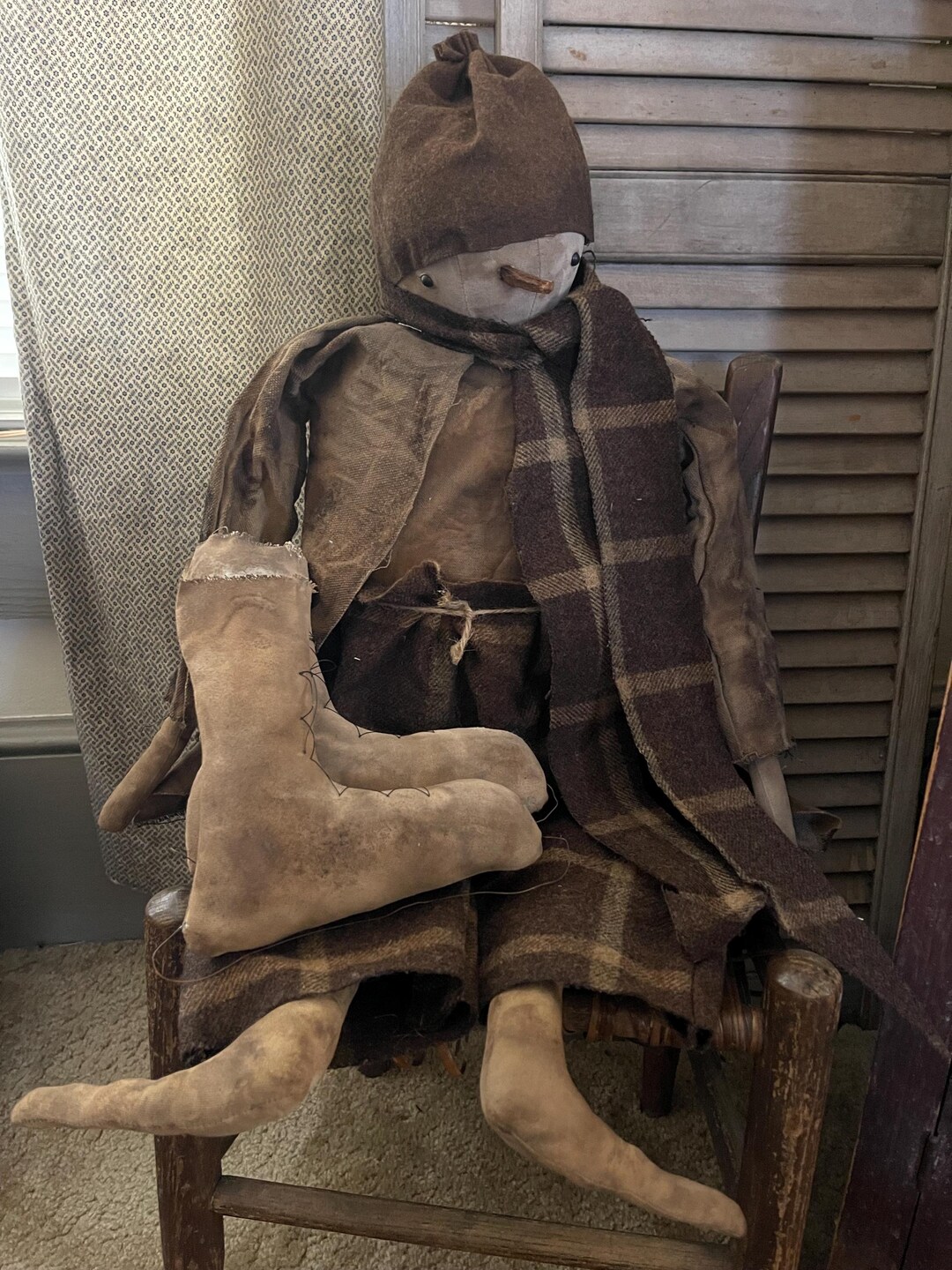 Primitive Snowman With Ice Skates - Etsy