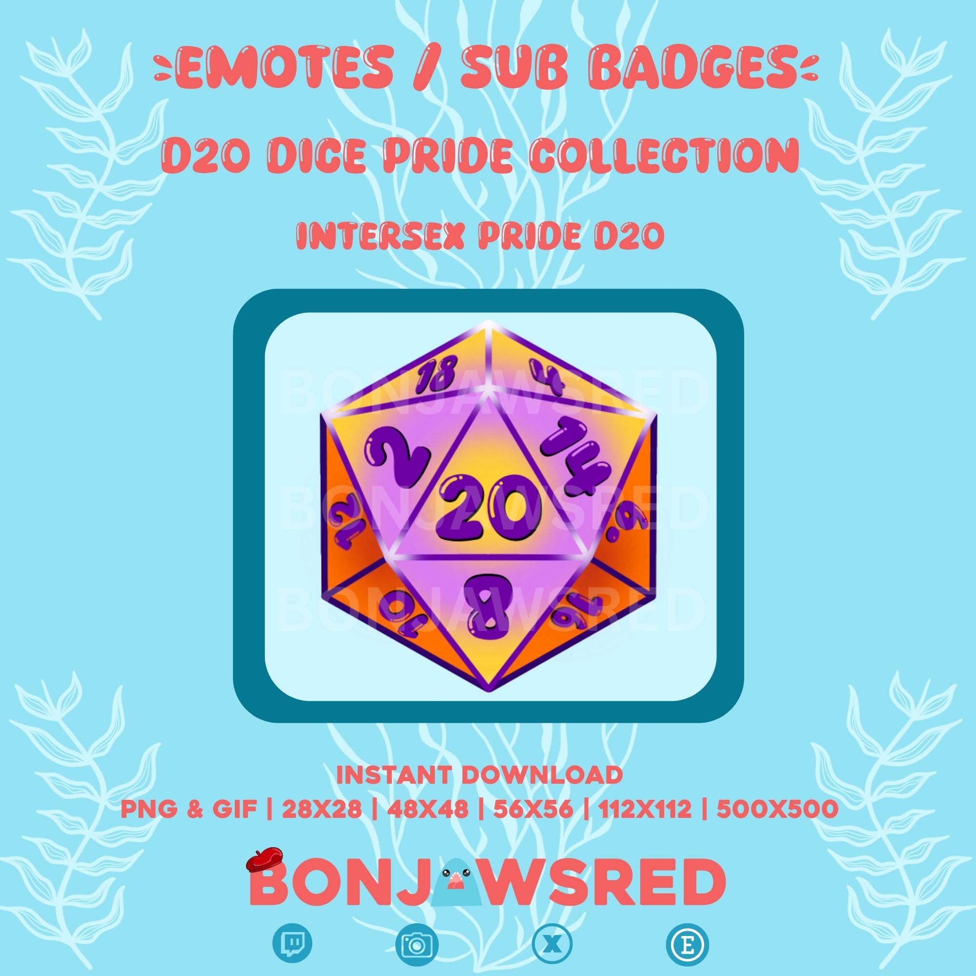 Pride D20 Emote Twitch Emote Discord Emote Dice D&D DND BG3 Nat 20 ...