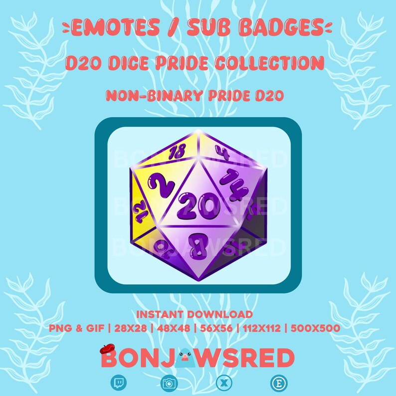 Pride D20 Emote Twitch Emote Discord Emote Dice D&D DND BG3 Nat 20 ...