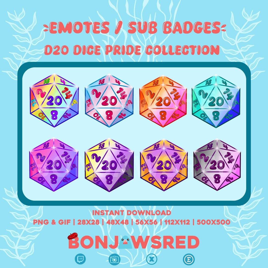 Pride D20 Emote | Twitch Emote | Discord Emote | Dice | D&D | DND | BG3 ...