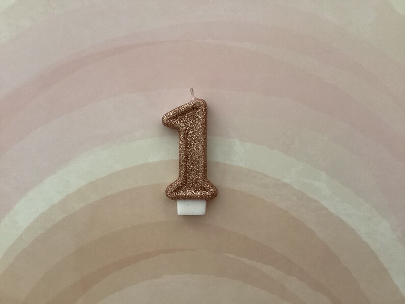 Rose Gold Sparkly Number Birthday Candle Party Cake Topper - Etsy