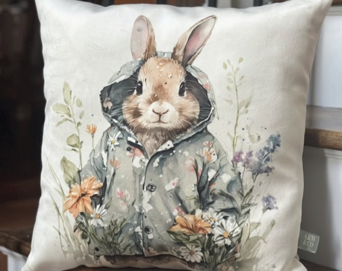 Peter Rabbit Velvet Pillow, Baby Shower Gift, Spring Pillow ...