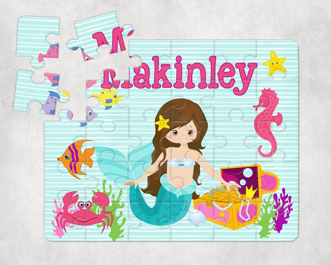 Puzzle, Kids Puzzle, Mermaid Puzzle, Mermaid, Custom Puzzle ...