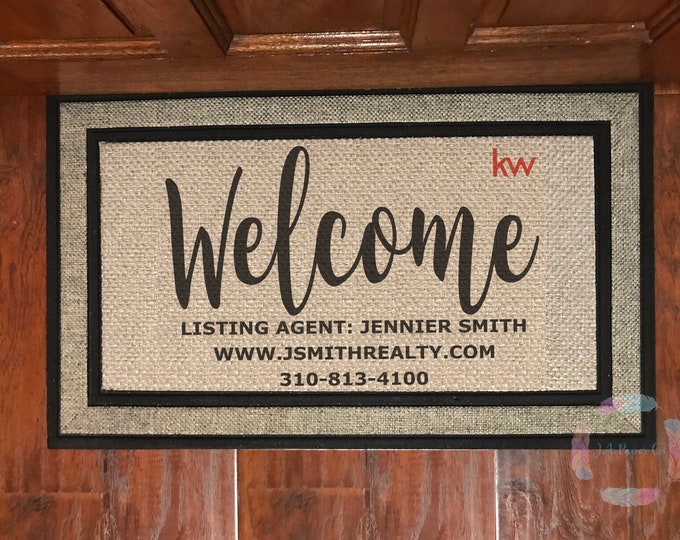 Real Estate Welcome Mat, Real Estate Agent Gift, Open House, Custom ...