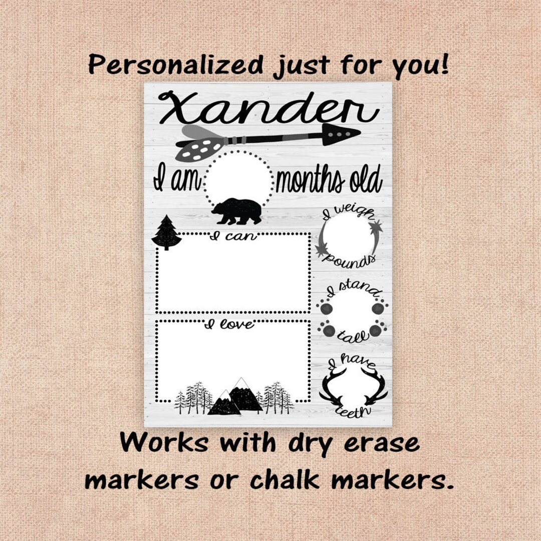 Baby Boy Milestone, Milestone Sign, Monthly Milestone, Reusable ...