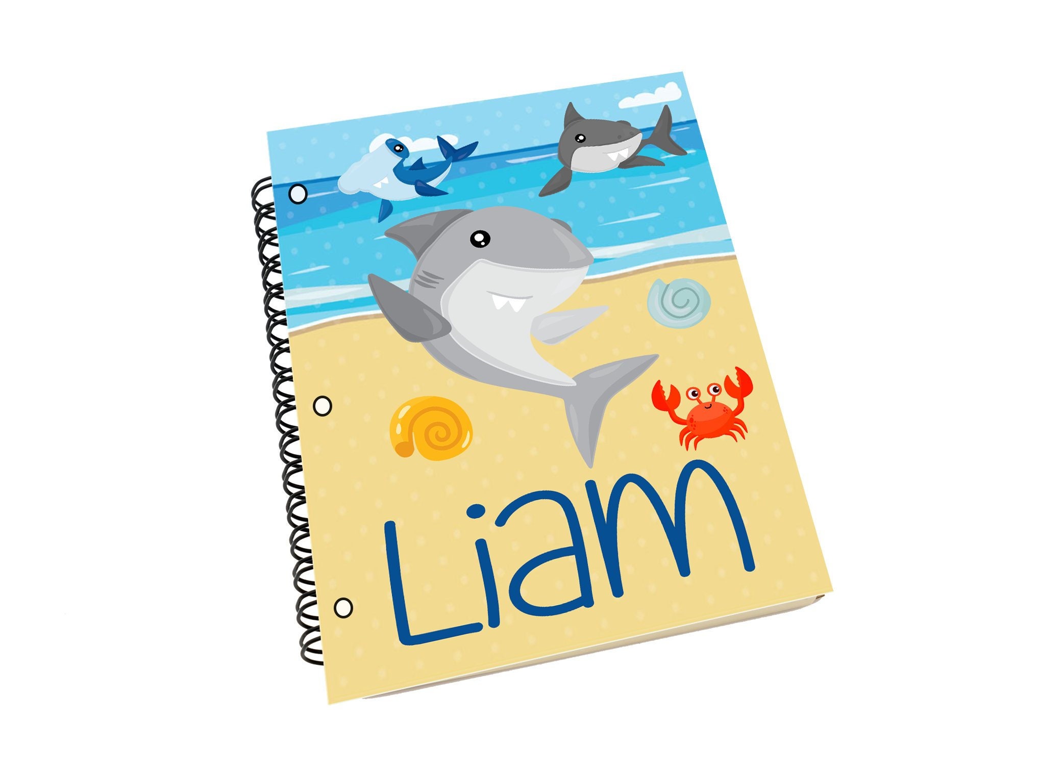 Shark Notebook, Personalized Notebook, Spiral Notebook, Custom Journal ...