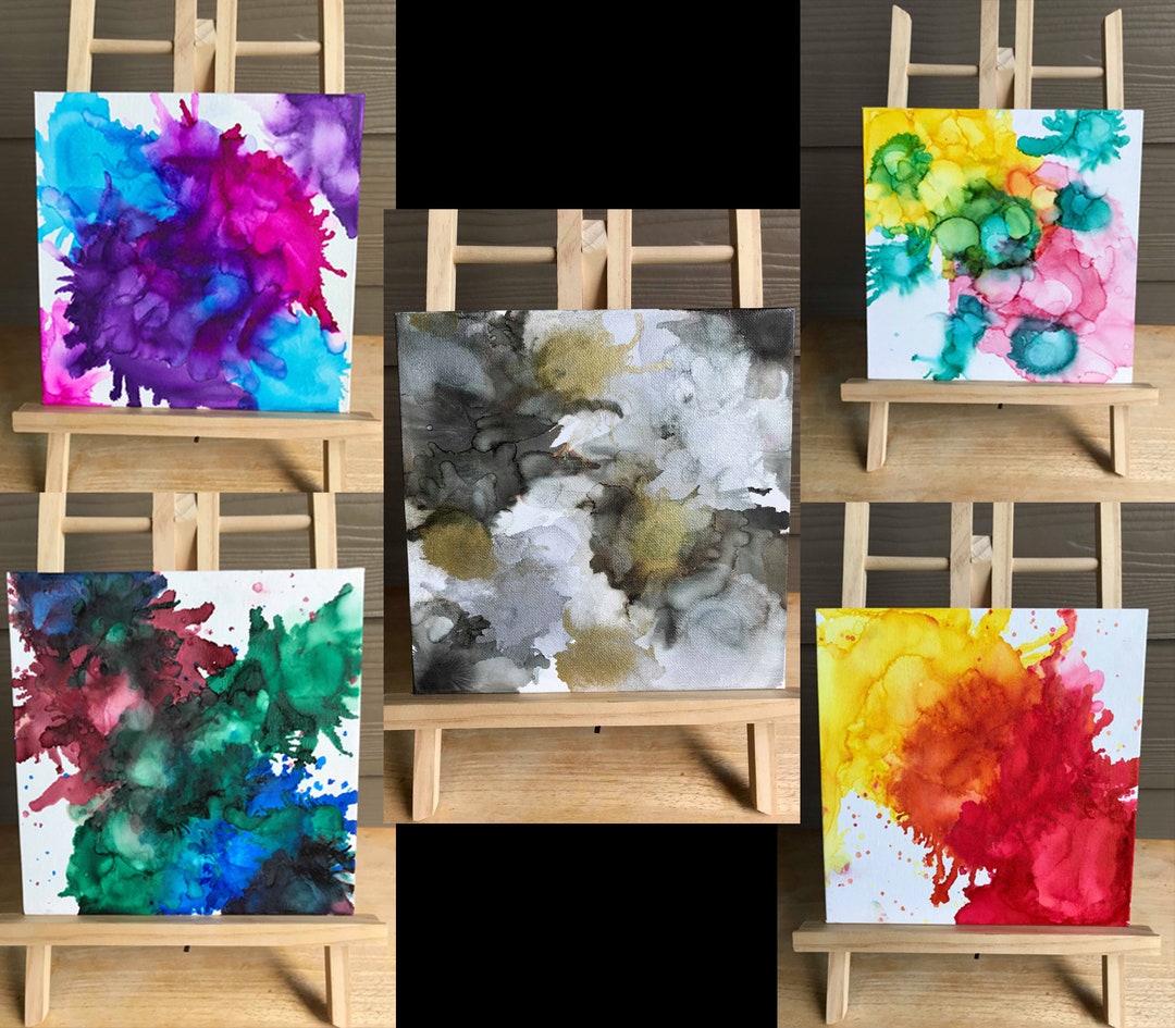 8X8 Original Abstract Alcohol Ink Canvas Panel Wall Art - Etsy