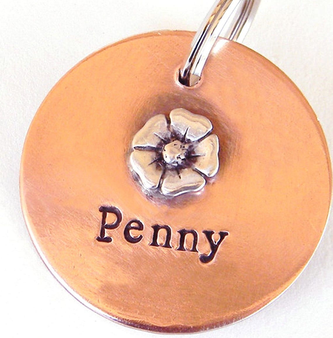 Poppy Dog ID Tag Female Dog Tag Silver Poppy Copper Disc - Etsy