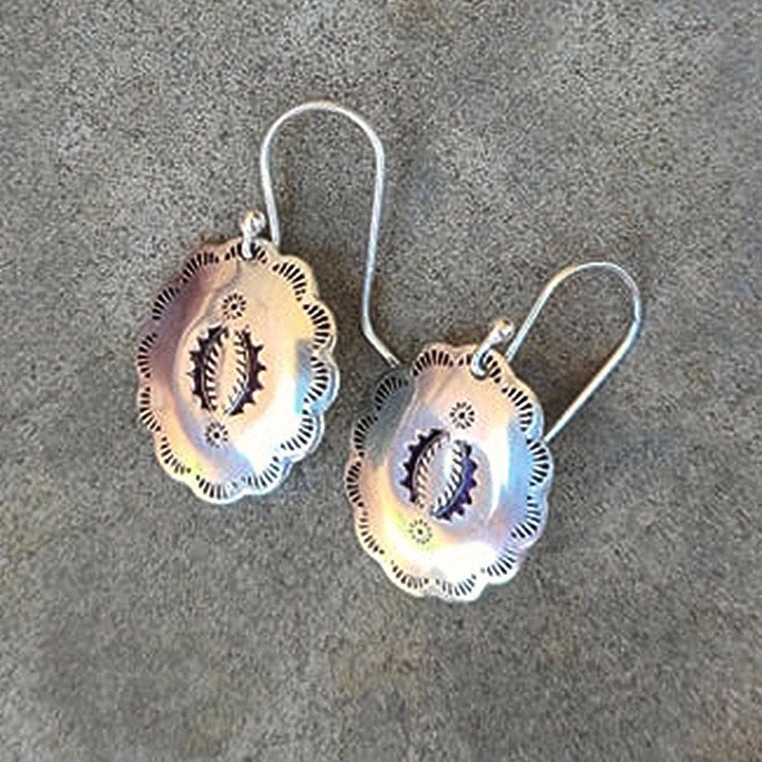 Small Sterling Stamped Oval Concho Earrings, Small Sterling Conchos ...