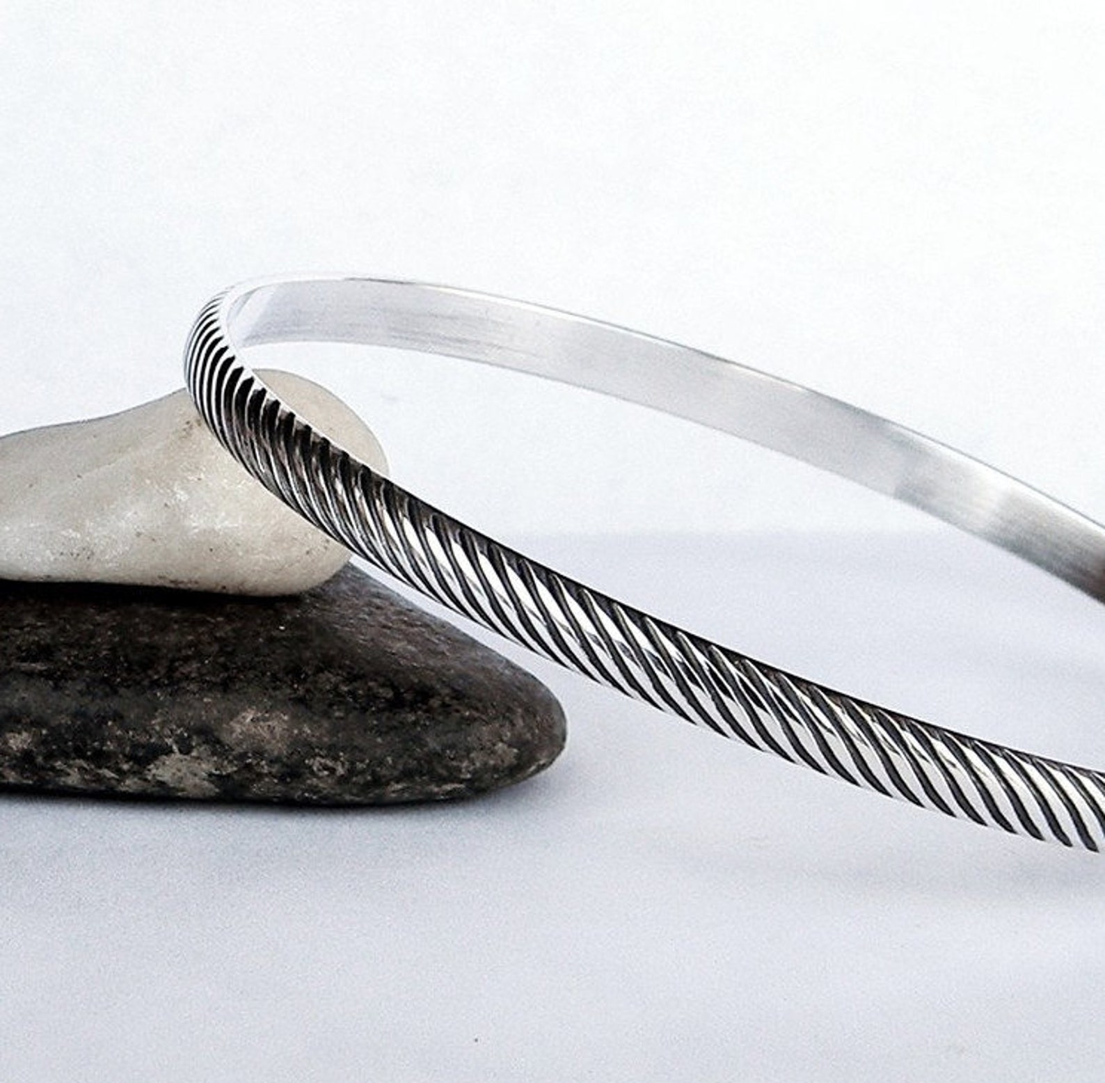 Sterling Bangle Bracelet Solid Silver Bangle Silver Bohemian | Etsy