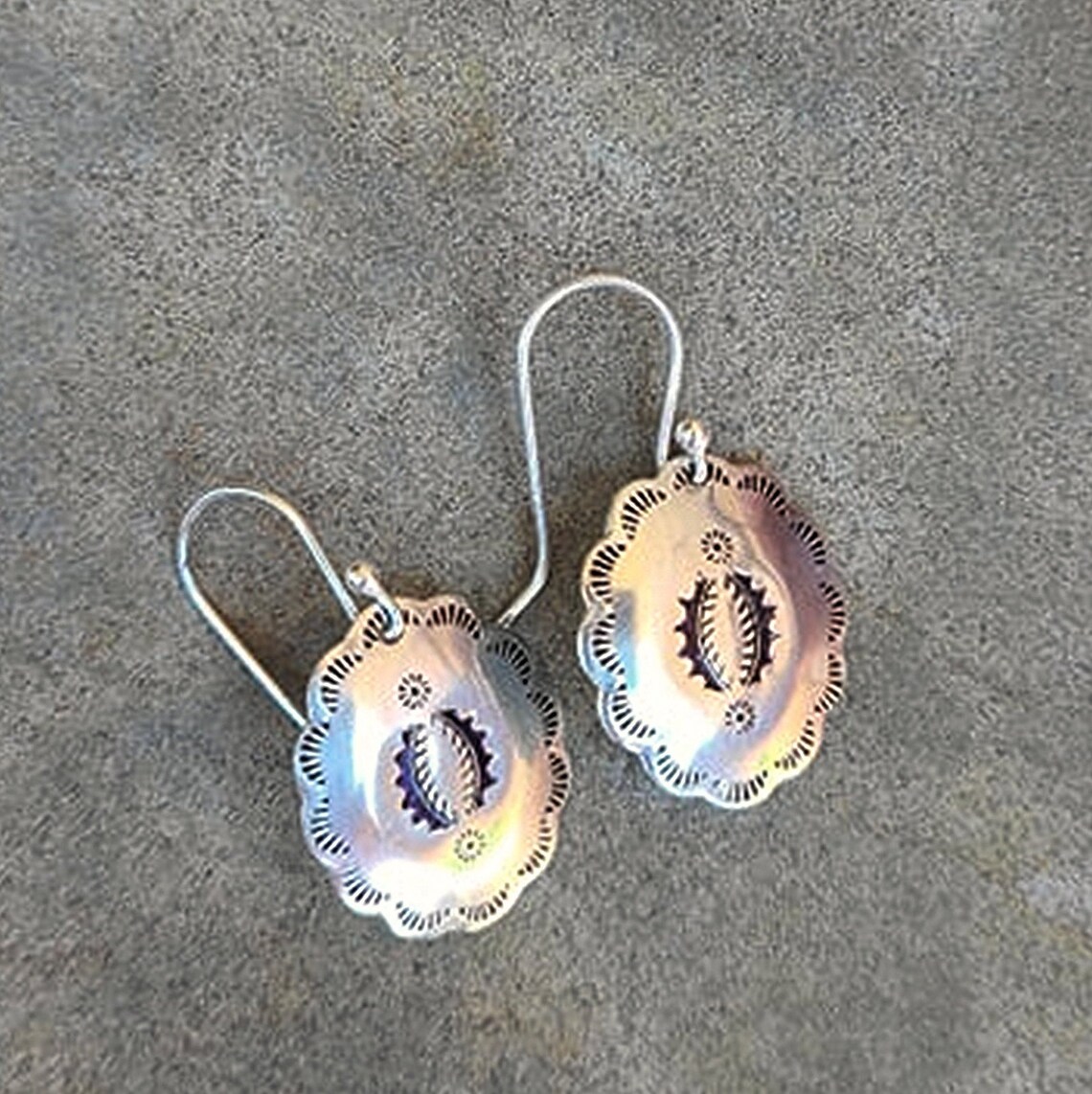 Small Sterling Stamped Oval Concho Earrings, Small Sterling Conchos ...