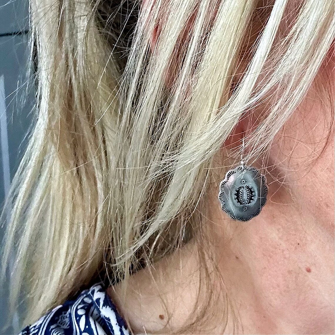 Small Sterling Stamped Oval Concho Earrings, Small Sterling Conchos ...