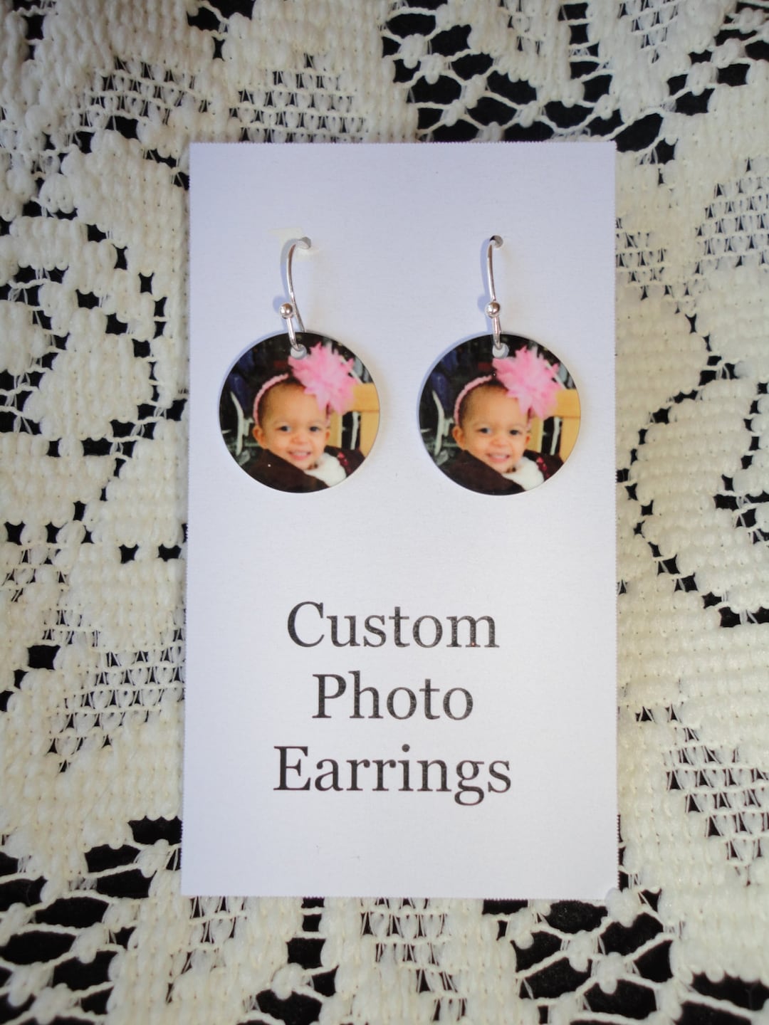 Personalized PHOTO EARRINGS With YOUR Photo - Custom Charm Earrings ...