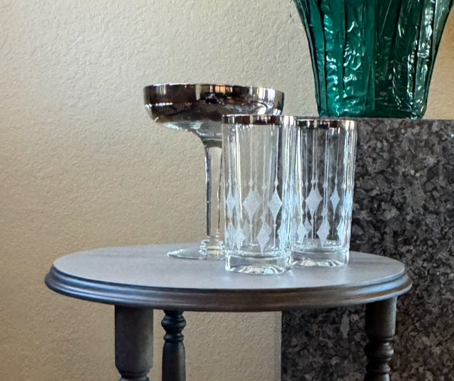 1950s Silver-rimmed Barware by Todd ETSY Exclusive Thru 3/22 Set of 4 ...