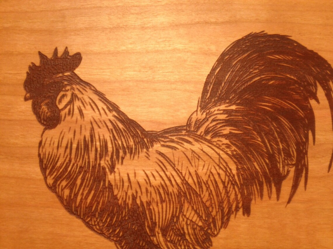 Rustic Rooster Engraved Cutting Board | Etsy