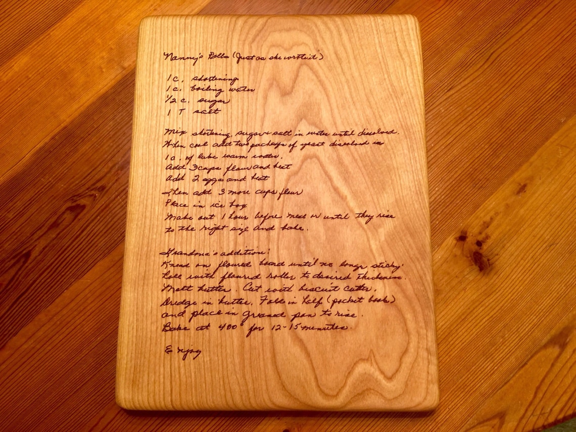 GRANDMOTHERS HANDWRITTEN RECIPE Engraved Recipe Personalized - Etsy