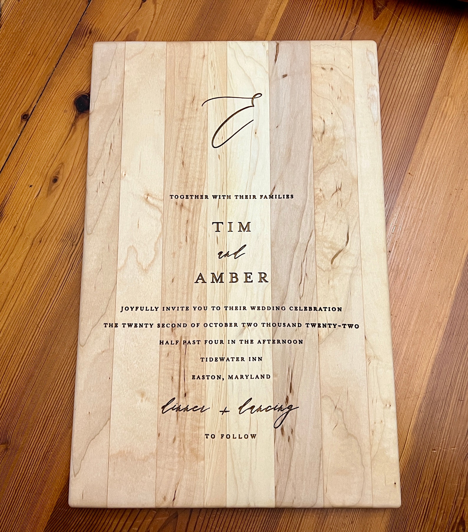 Engraved Wedding Invitation Cutting Board Personalized Wedding - Etsy