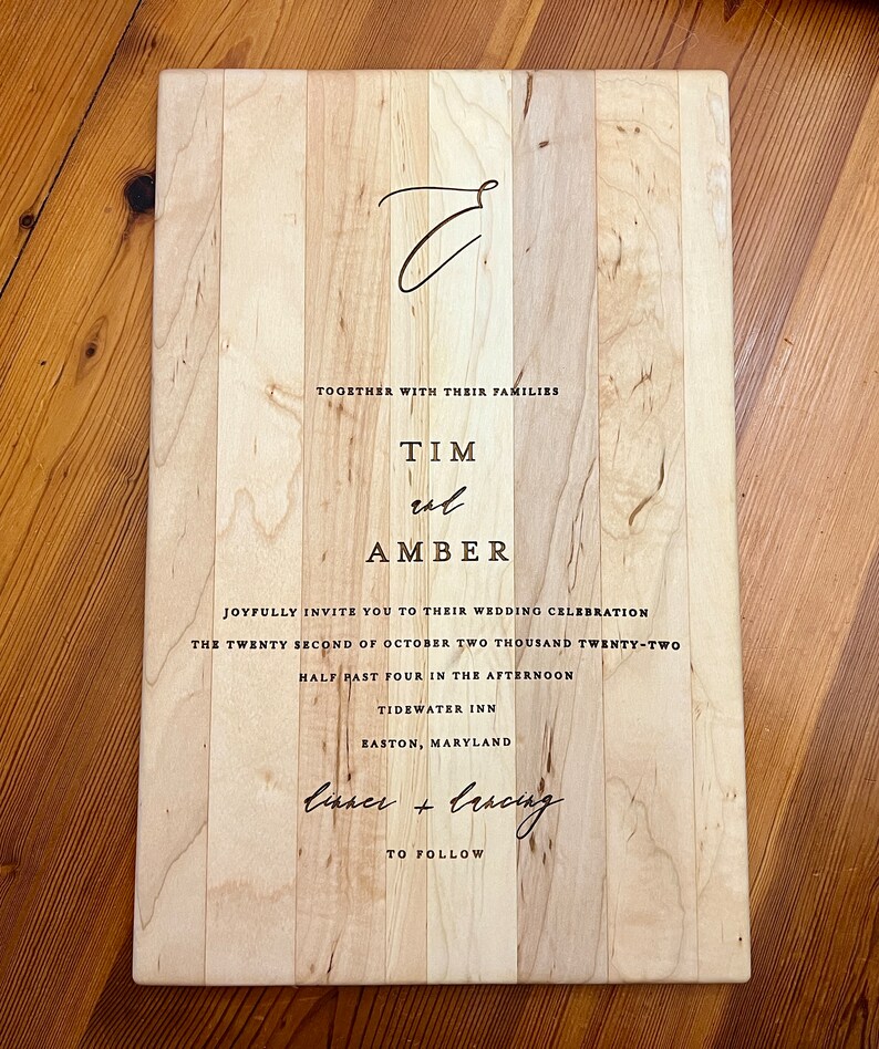 Engraved Wedding Invitation Cutting Board Personalized Wedding - Etsy