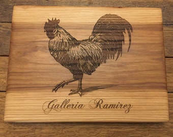 RUSTIC ROOSTER Engraved Cutting Board Rooster Cutting Board | Etsy