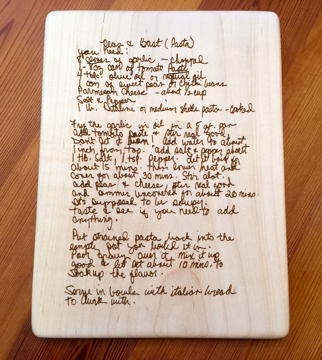 Handwritten Recipe Cutting Board Engraved Cutting Board - Etsy