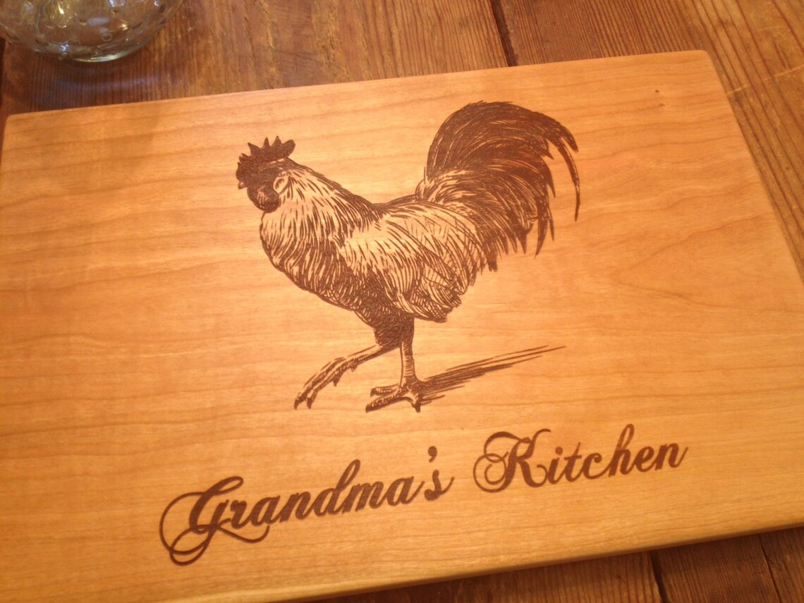 Rustic Rooster Engraved Cutting Board | Etsy