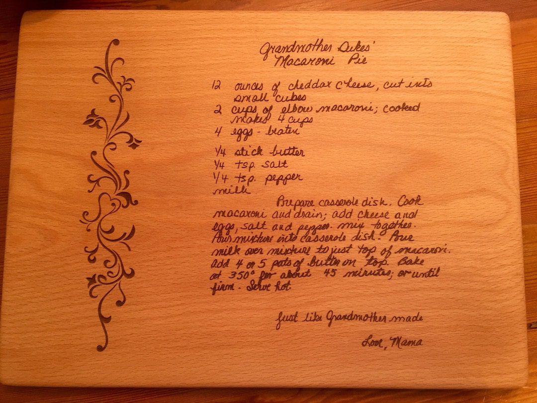 GRANDMOTHERS HANDWRITTEN RECIPE Cutting Board Engraved With Your ...