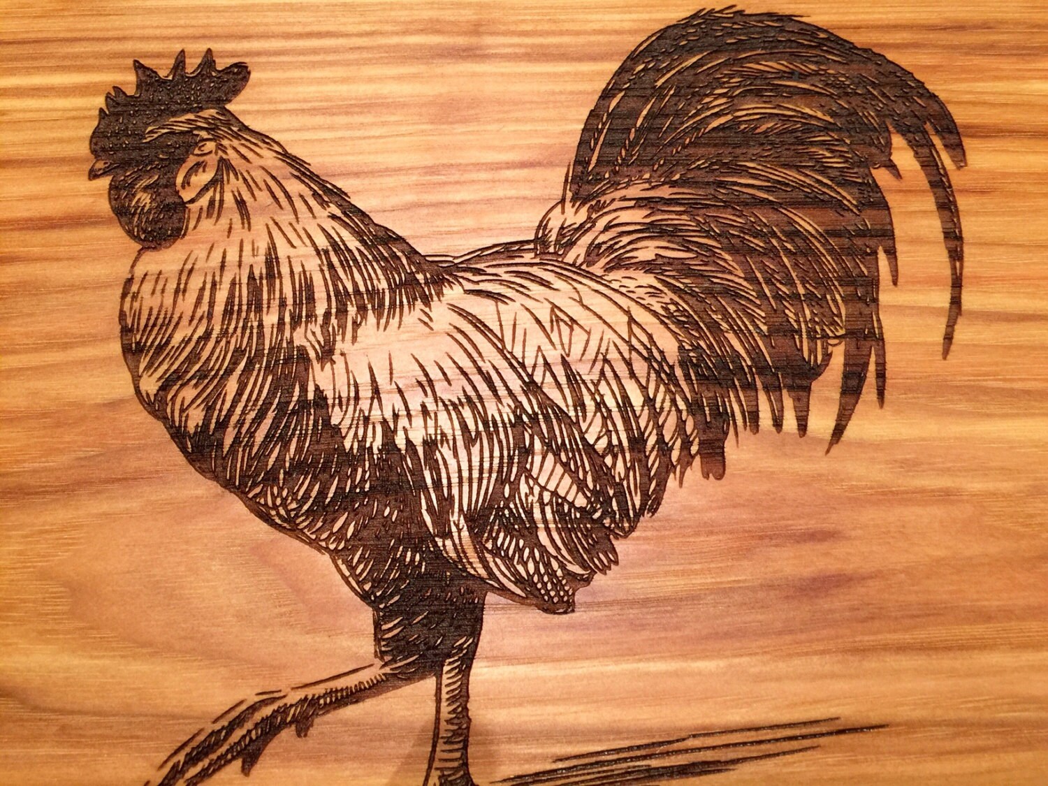 RUSTIC ROOSTER Engraved Cutting Board Rooster Cutting Board | Etsy