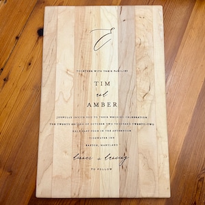 Engraved Wedding Invitation Cutting Board Personalized Wedding Cutting ...