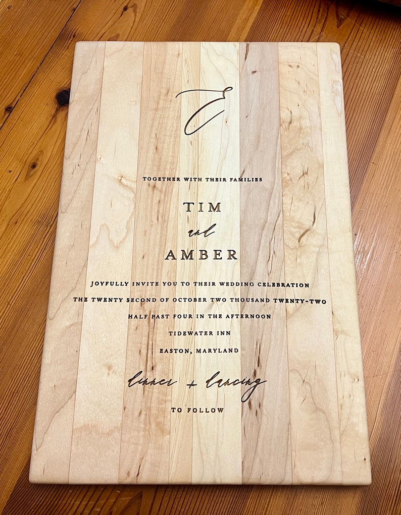 Engraved Wedding Invitation Cutting Board Personalized Wedding - Etsy