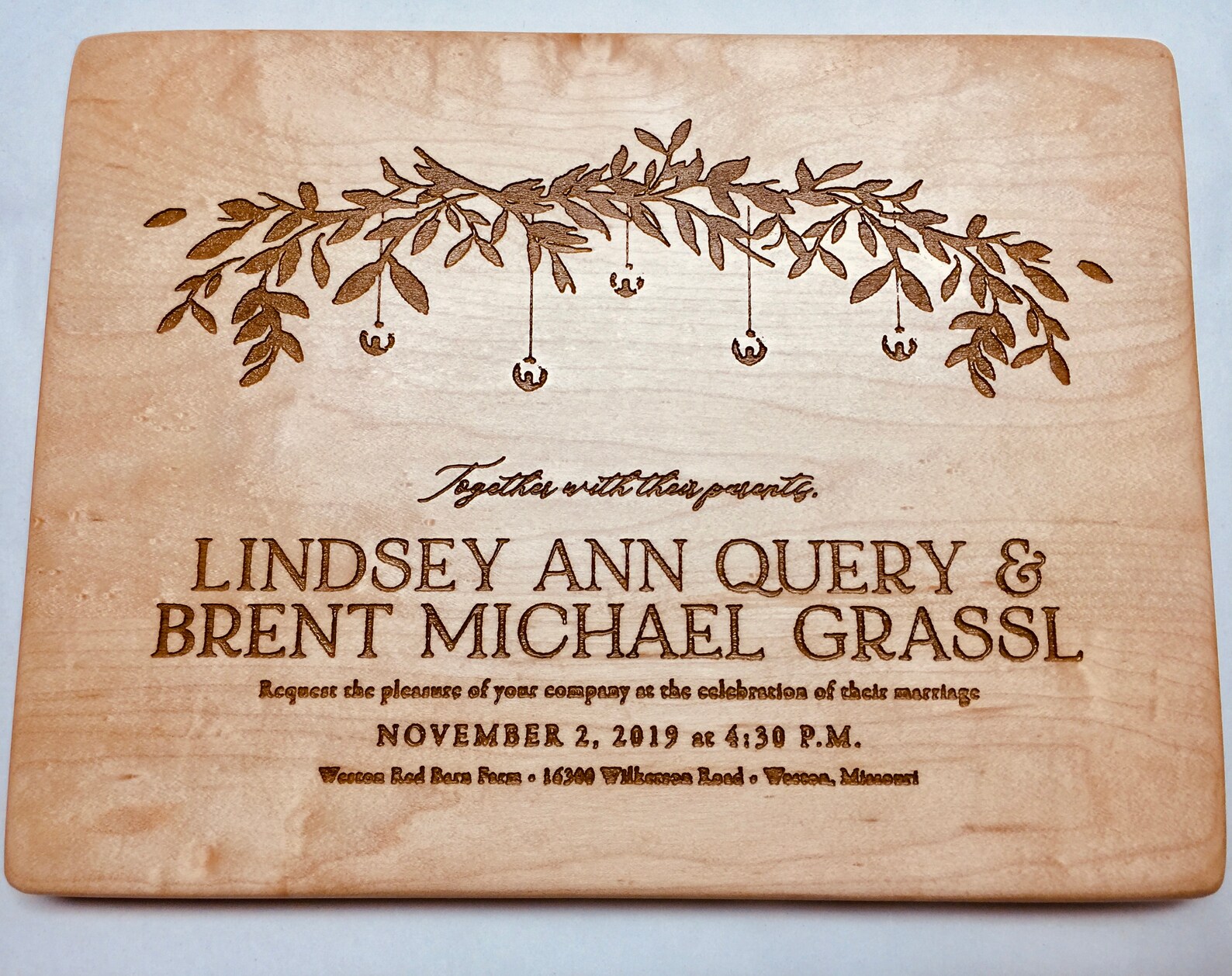 WEDDING INVITATION Cutting Board Engraved With YOUR Wedding | Etsy