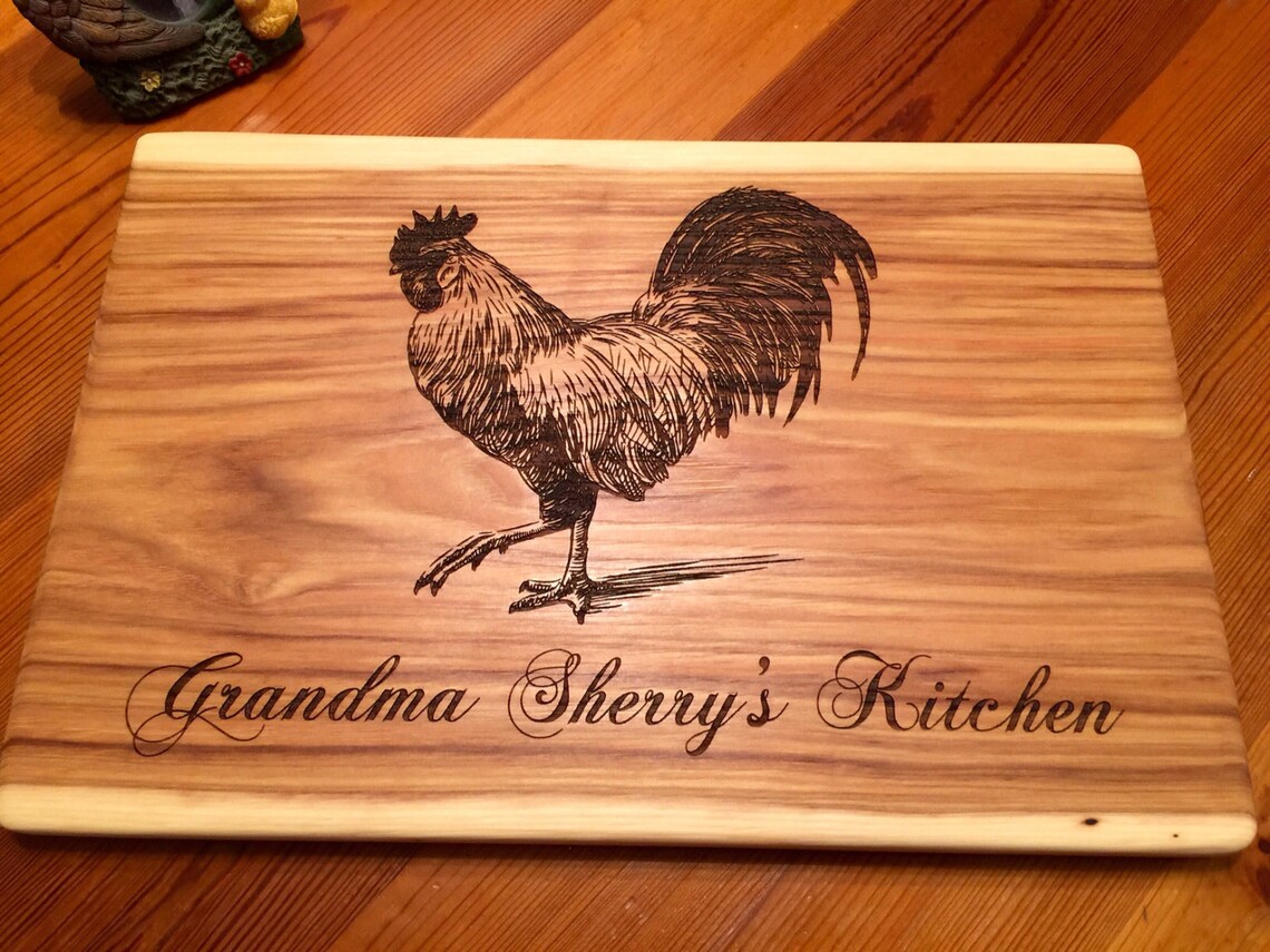 RUSTIC ROOSTER Engraved Cutting Board Rooster Cutting Board - Etsy