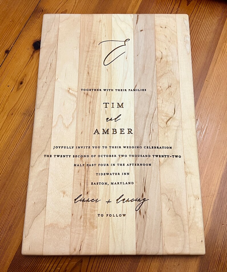 Engraved Wedding Invitation Cutting Board Personalized Wedding - Etsy