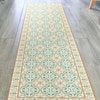 Vinyl Runner Rug or Hallway Runner With Moroccan Tiles Design in Blue ...