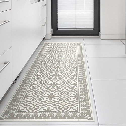 Vinyl Rug Runner With Vintage Tiles and Decorative Frame. - Etsy