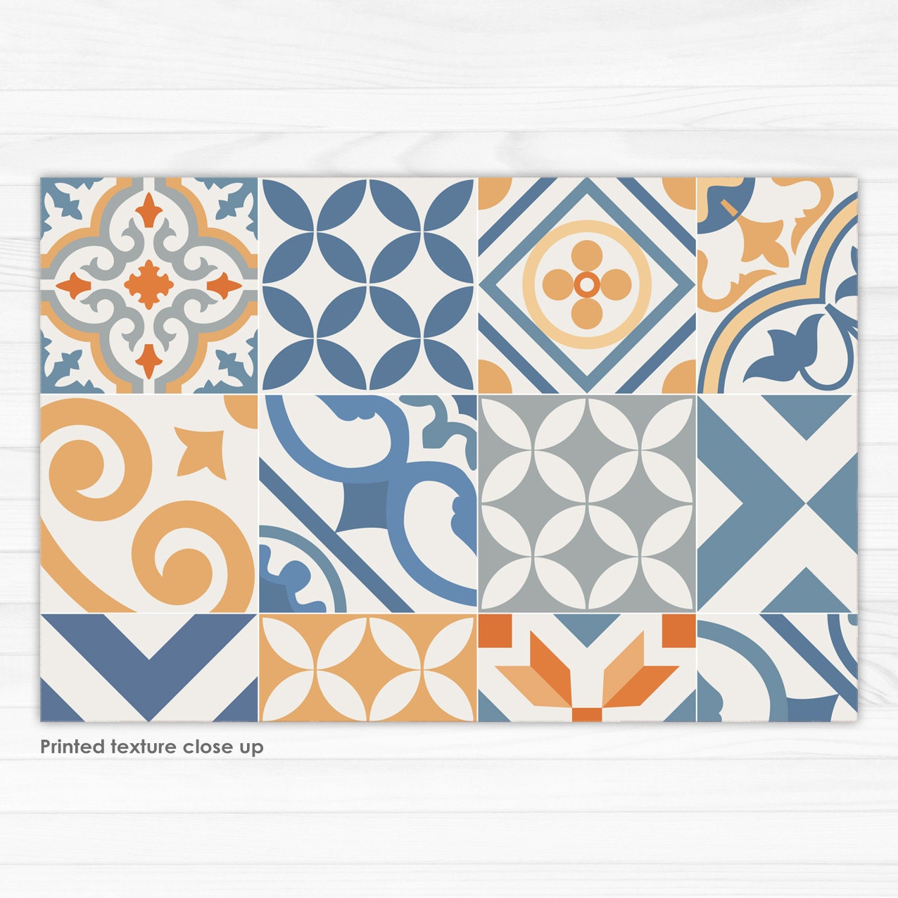 NEW Blue and Orange Vinyl Floor Mat With Eclectic Tiles. PVC - Etsy Canada