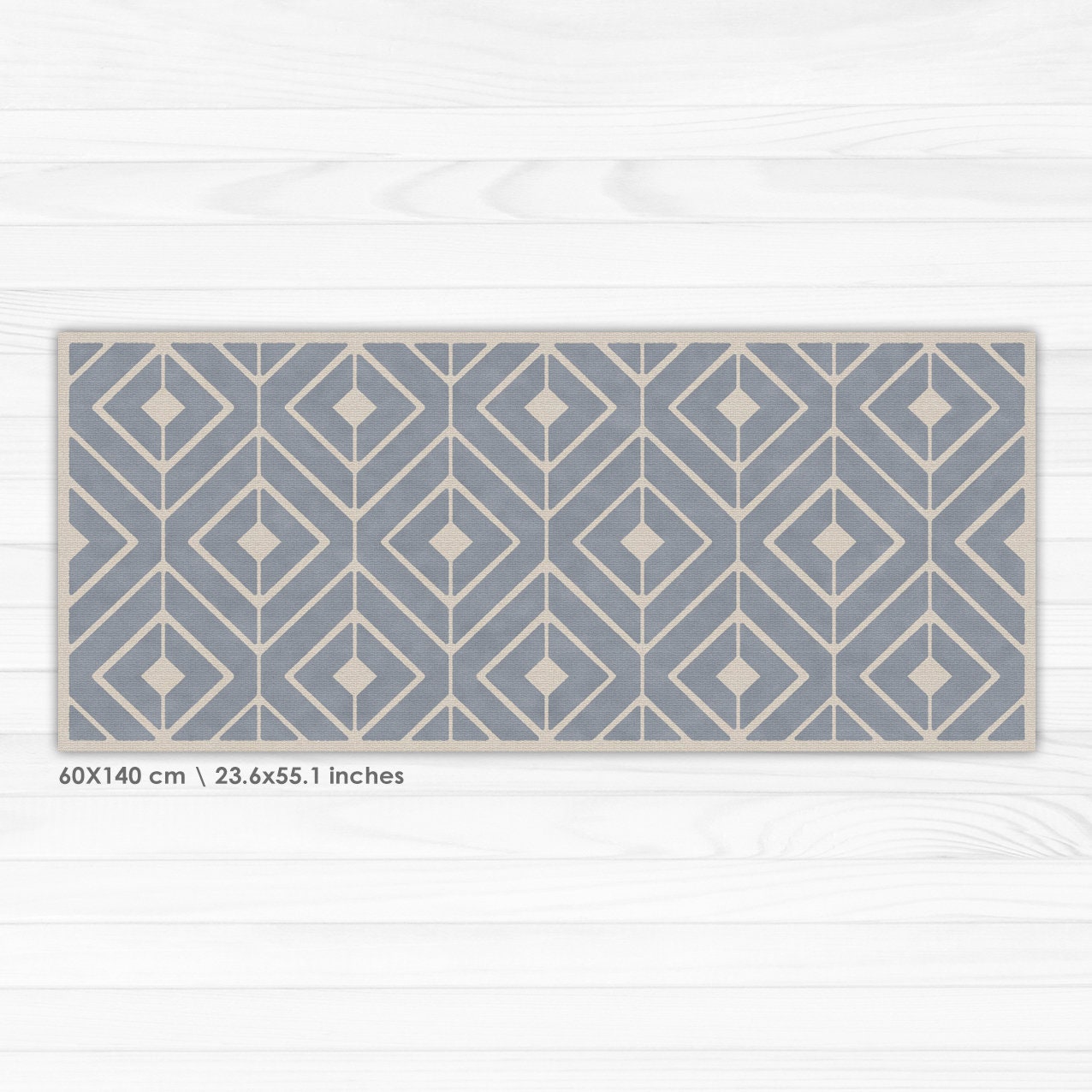 Gray runner rug. Vinyl floor runner with geometric design. | Etsy