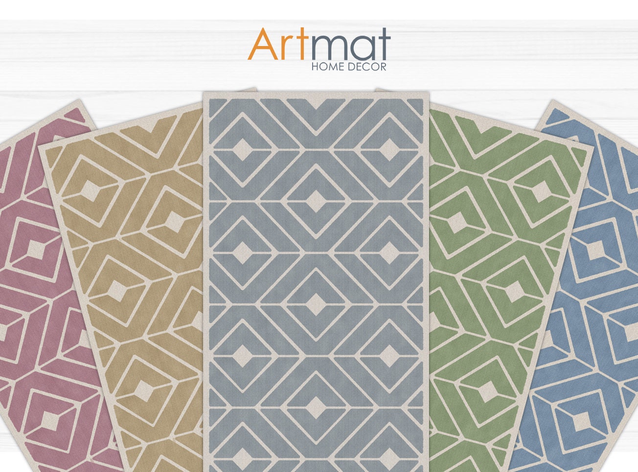 Green Vinyl Mat, With Geometric Design, Printed on PVC Art Mat. Vinyl ...