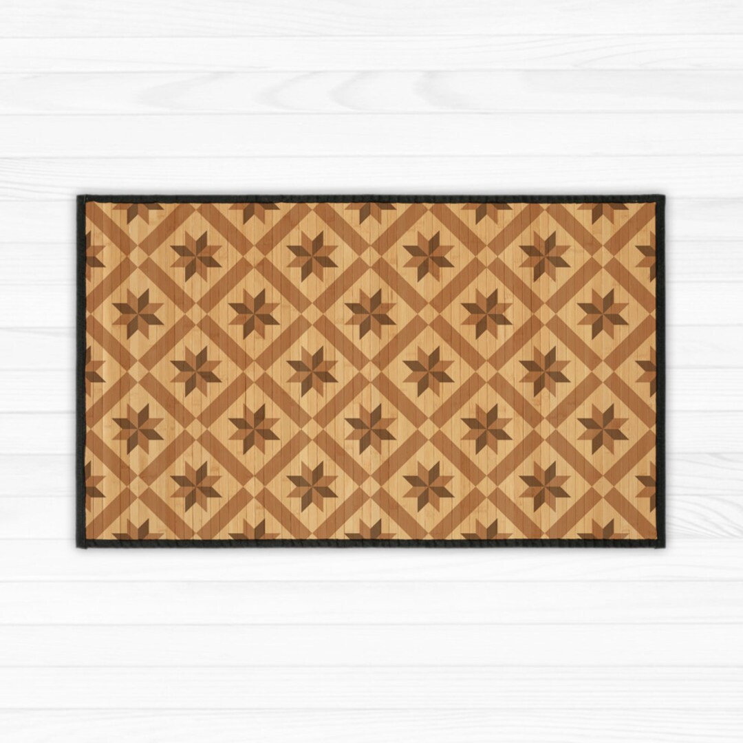 Printed Bamboo Area Rug, Bamboo Carpet - Wood Tile Pattern, Parquet ...